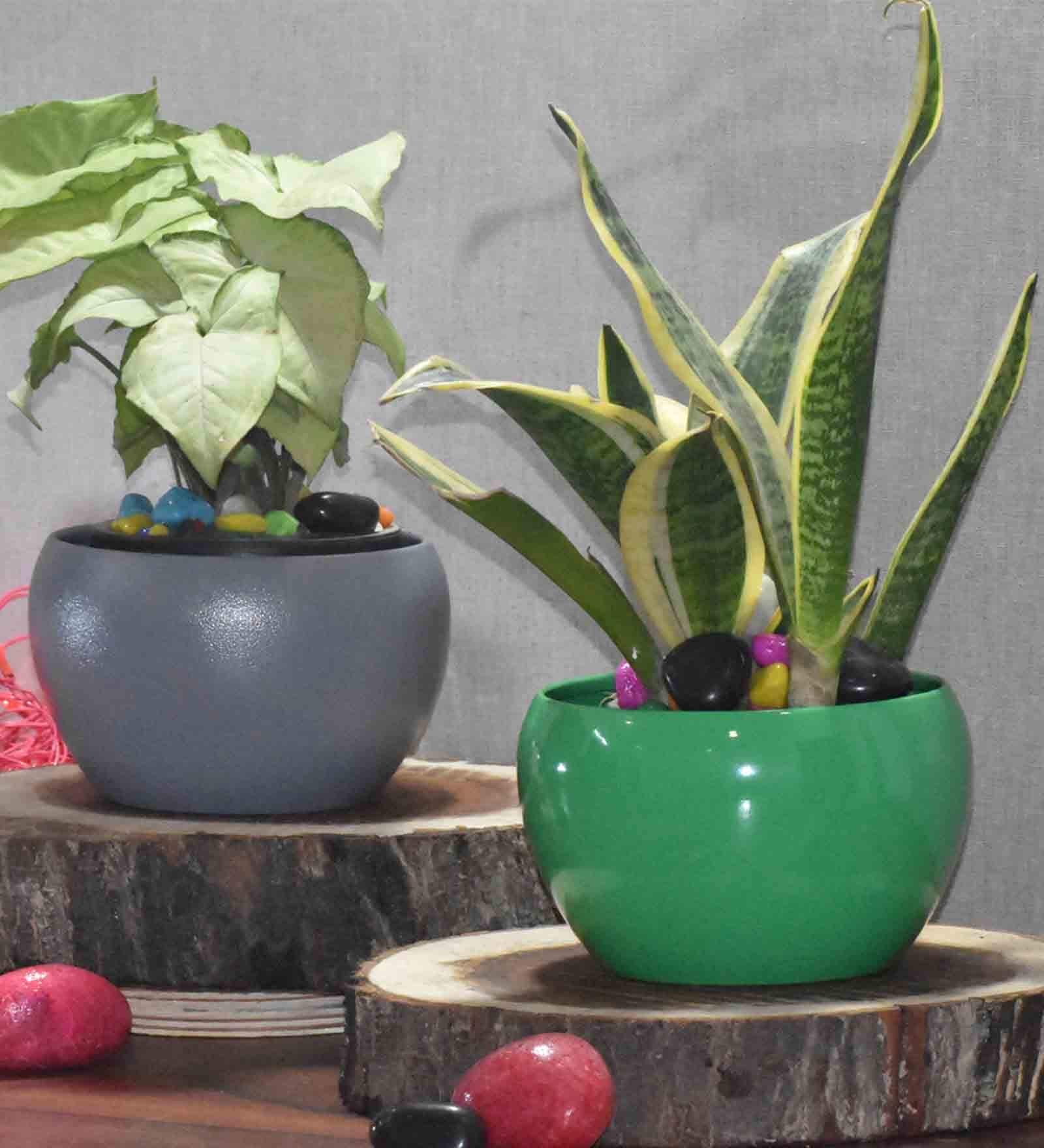 Buy Grey Metal Iron Geometric Shape planter Set of 2 by Sone Key ...