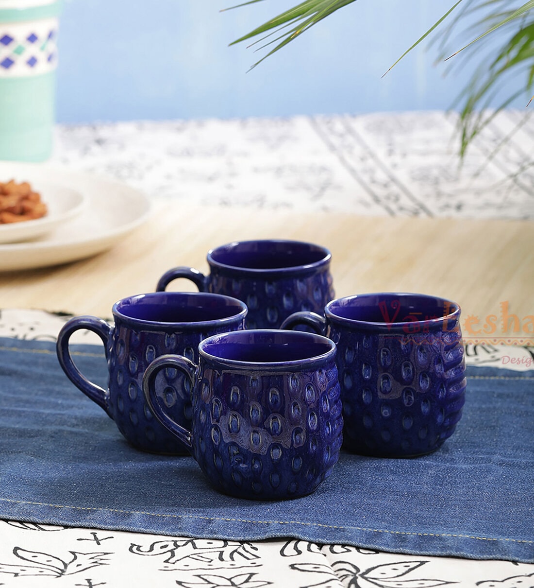 Buy Shaded 175ml Blue Ceramic (Set of 4) Coffee Mug Online - Coffee ...