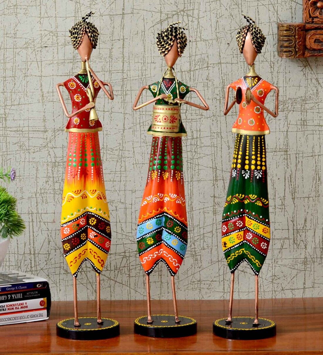 Buy Handpainted Musician Metal Human Figurine Set of 3 Online - Human ...