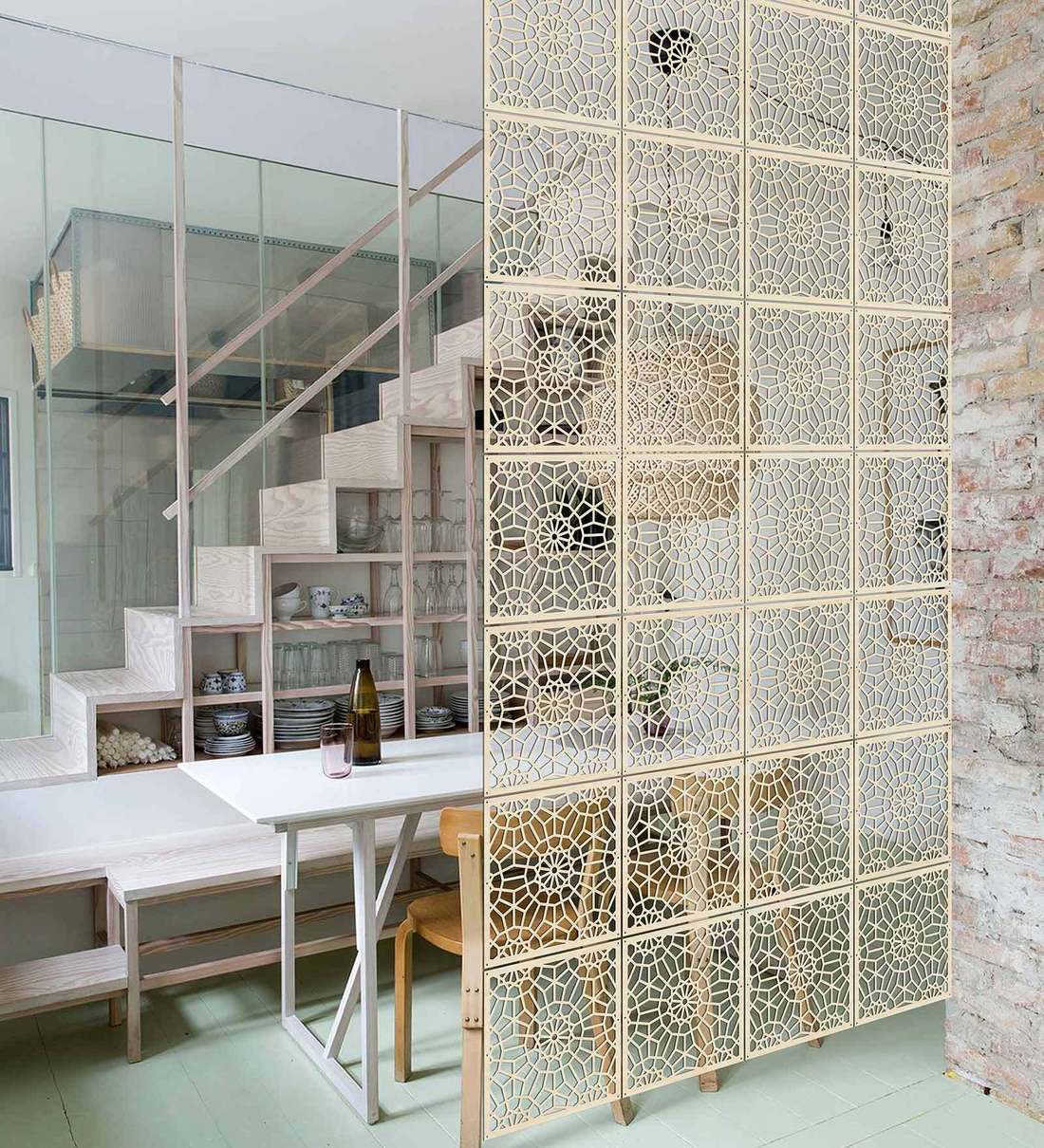 Buy Mdf Engineered Wood Vosges Hanging Room Divider In Brown Colour ...