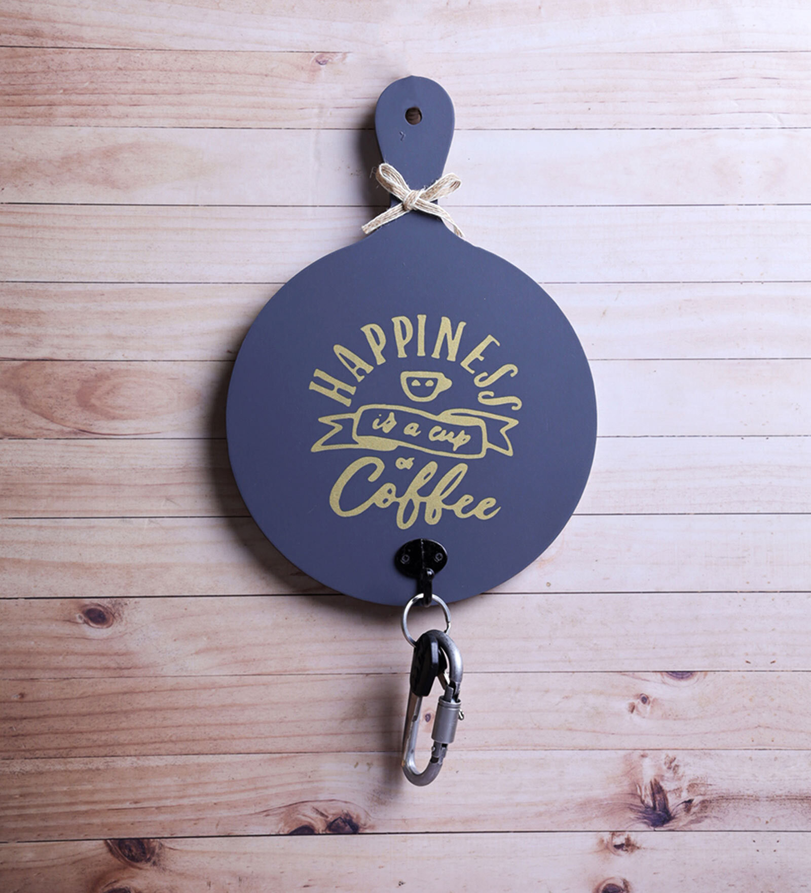 Buy Happiness Black Colour Wood Wall Hanging Frame Key Holder Online ...