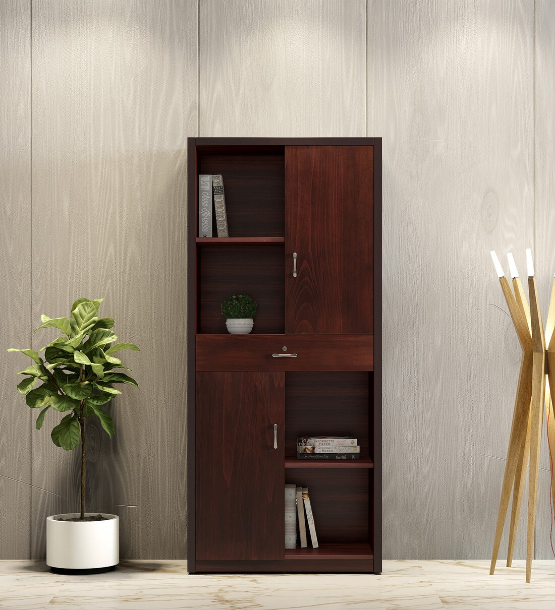 Buy Hugo 2 Door Book Case in Dark Cherry & Glossy Finish Online - Book ...