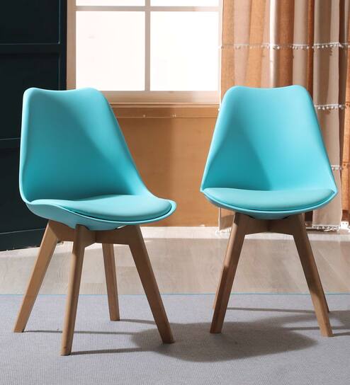 Buy I Classic Zeta Plastic Iconic Chairs in Light Blue Colour (Set Of 2 ...