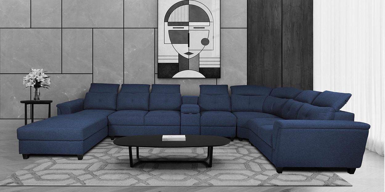 Buy Impero Fabric Corner Sofa in Navy Blue Colour Online - Corner Sofas - Sectional Sofas ...