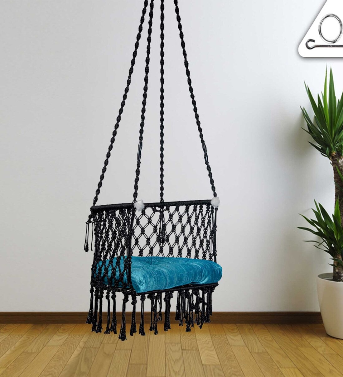 Buy Indoor Fabric Swing in Black & Blue Colour Online - Swings - Swings ...