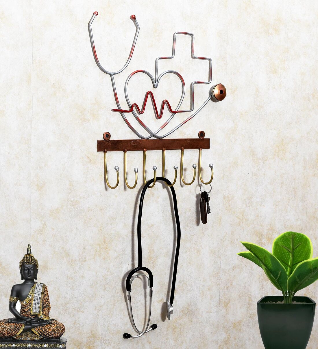 Buy Iron Painted Doctor'S Coat, Stethoscope & S Hanger Key Holder ...