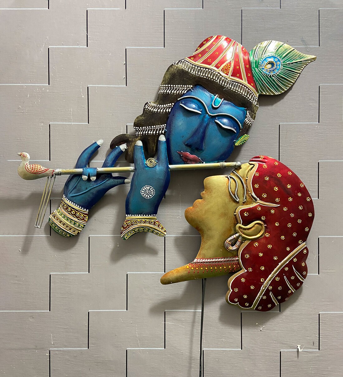 Buy Iron Red Radhe Shyam Metal Wall Decor With Led at 30% OFF by ...