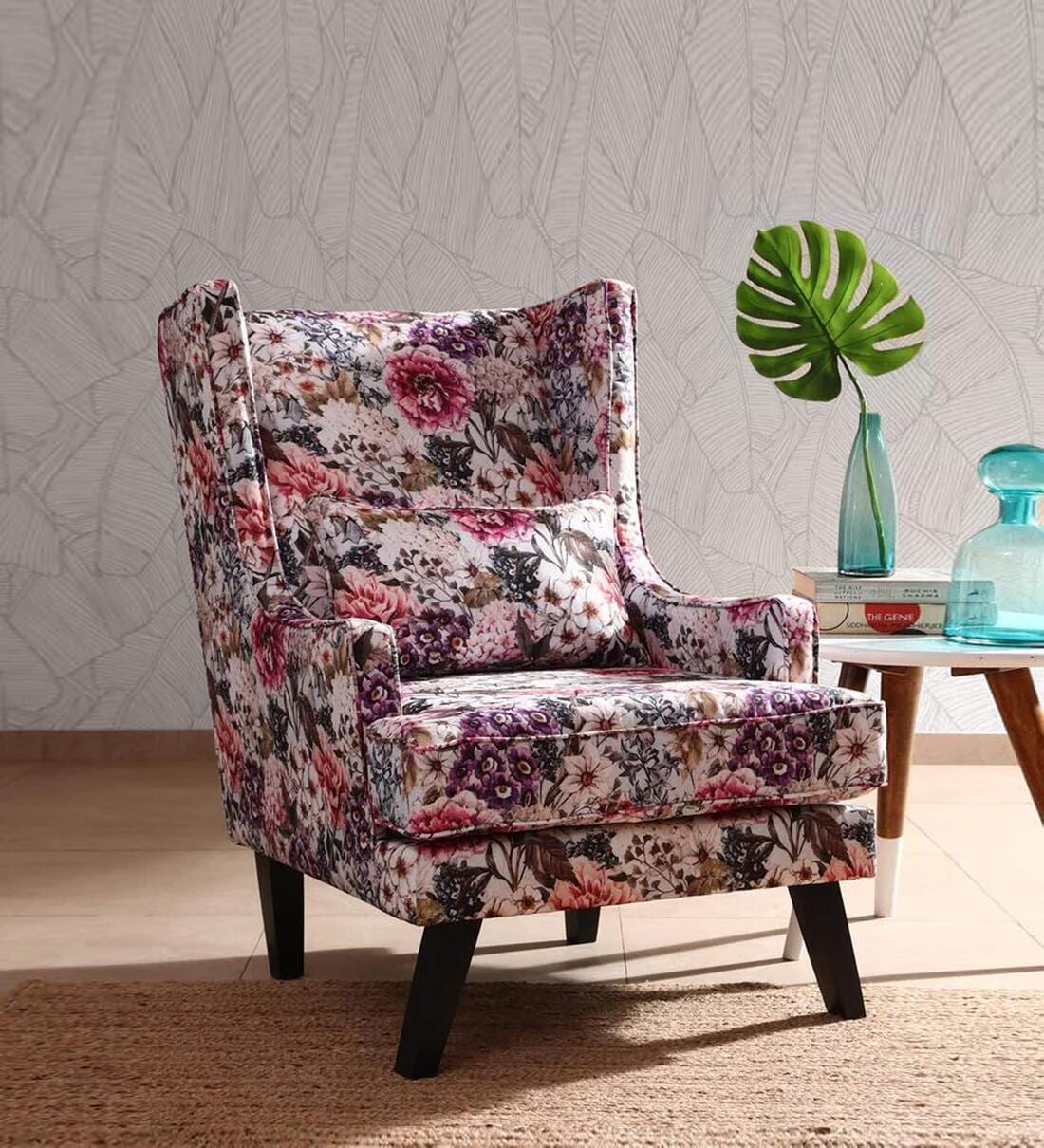 Buy Isla Fabric Wing Chair In Pink Floral Pattern Online - Wing Chairs ...