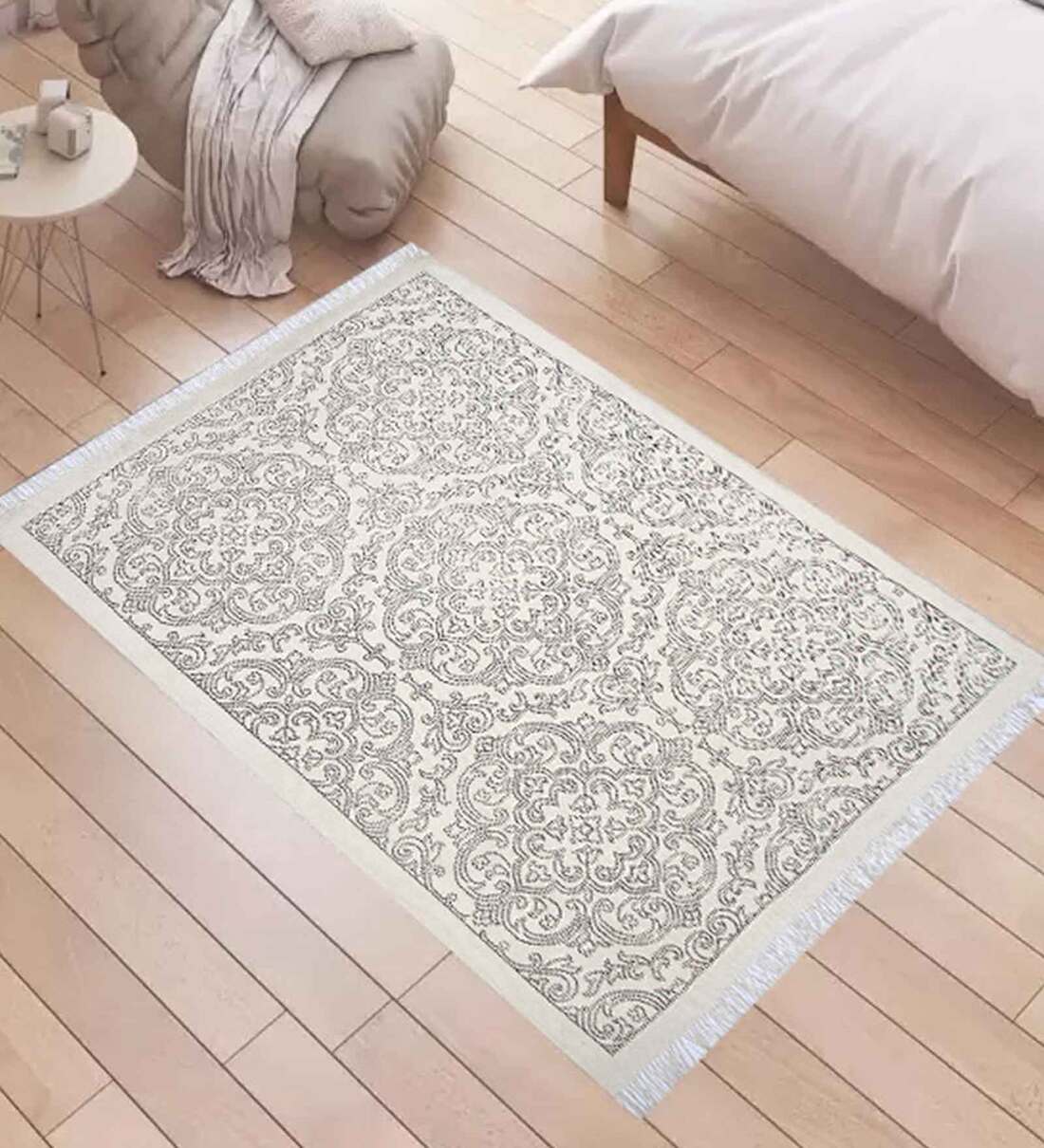 Buy Ivory Persian Cotton 5 ft x 7 ft Machine Made Carpet by The Blue ...