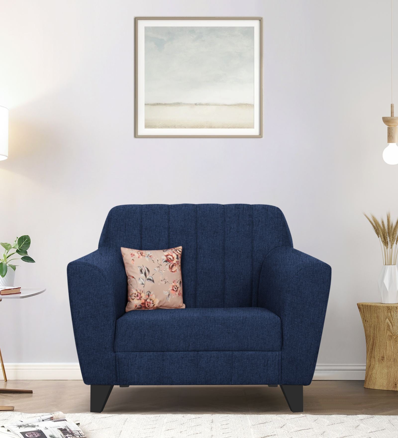 Buy Java Fabric 1 Seater Sofa In Jeans Blue Colour Online ...
