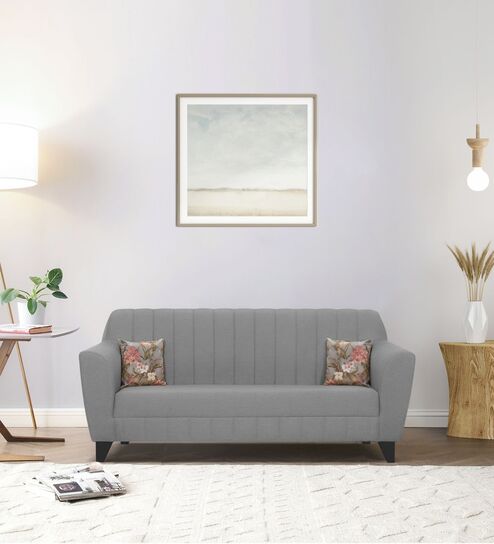 Buy Java Velvet 3 Seater Sofa In Velvet Grey Colour at 53% OFF by Trevi ...