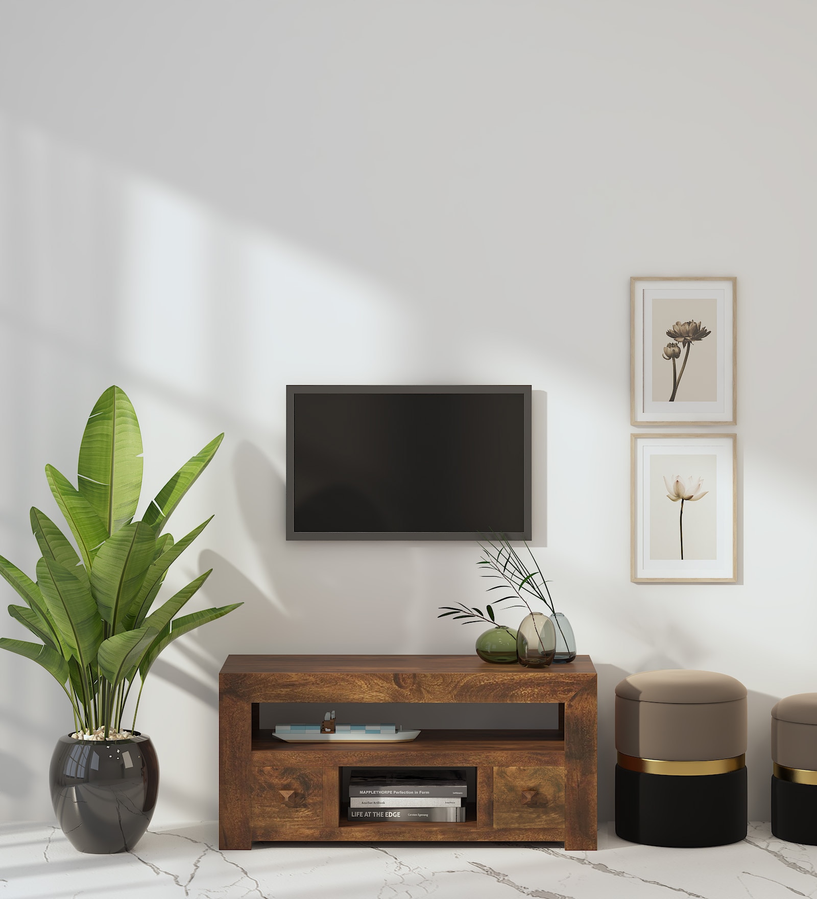 Buy Jelks Solid Wood TV Console In Provincial Teak Finish For TVs Up To ...