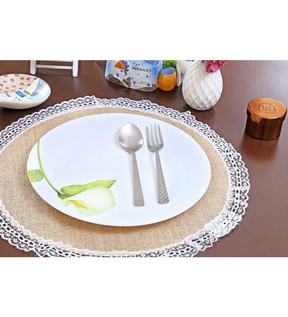 Buy laced (14x14) Beige & White Jute (Set of 6) Placemat Online ...