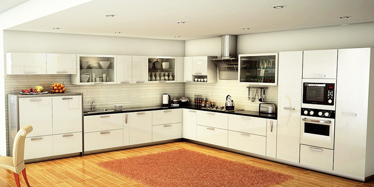 Buy Kamilla L Shaped Modular Kitchen Designed in MDF Online - L Shaped ...