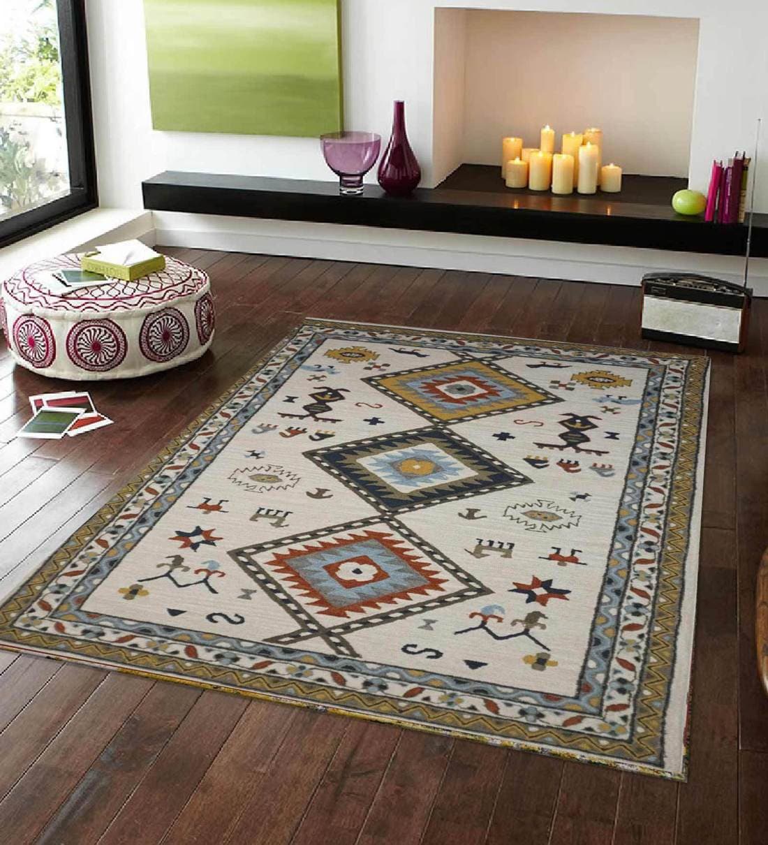 Buy Multicolor Kilim Wool Hand Tufted 5 x 8 Feet Carpet by Designs View ...