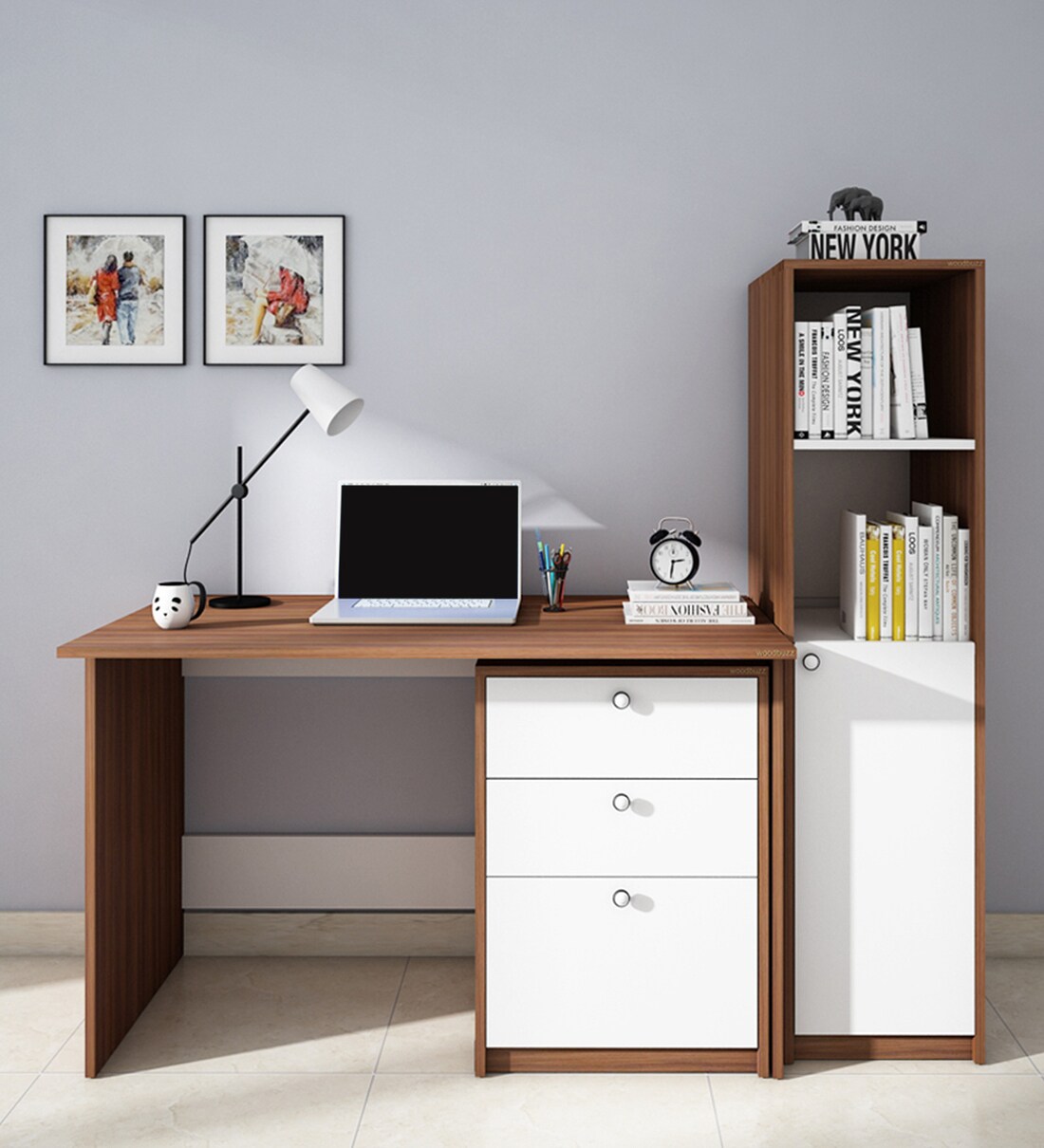 Buy Kipling Hutch Desk in Walnut And Frosty White Finish at 31% OFF by ...