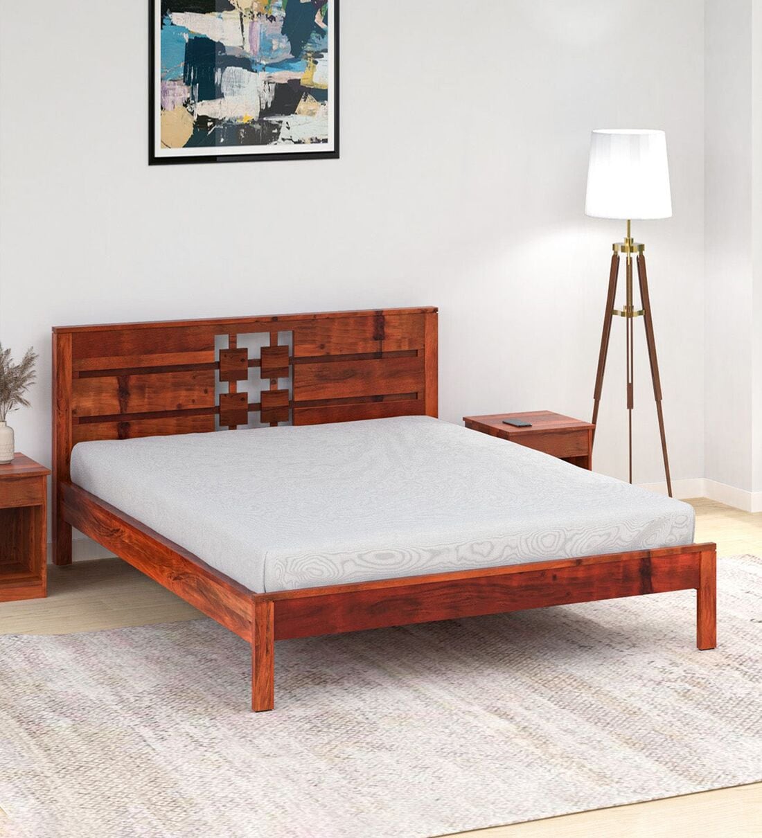 Buy Konnect Solid Wood King Bed In Honey Walnut Finish at 54% OFF by ...