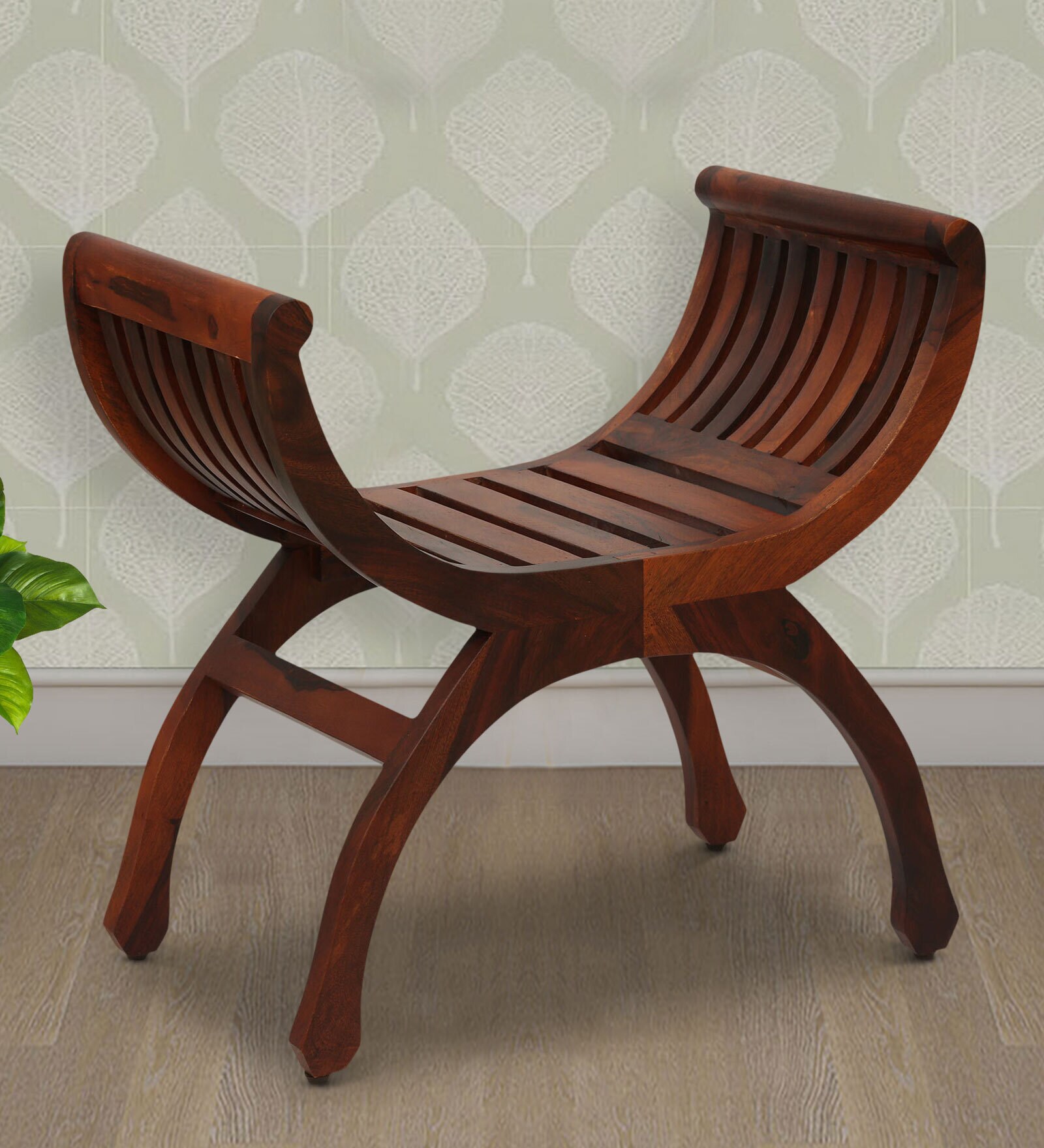 Buy Bramley Sheesham Wood Seating Stool In Honey Oak Finish Online ...