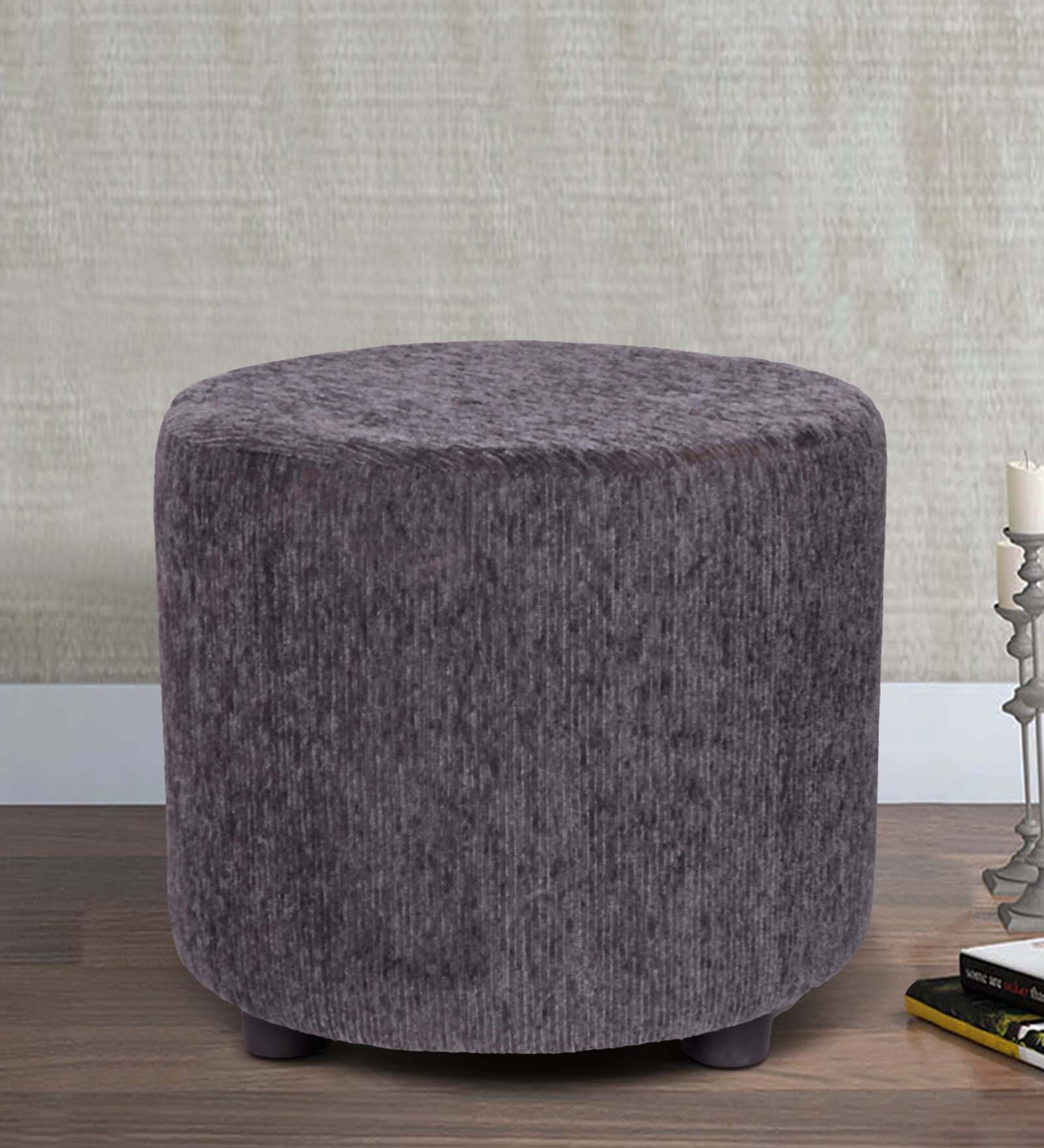 Buy Amy Pouffe inMossy Grey Colour by Ikiriya | Pepperfry