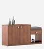 Buy Kutsu Shoe Rack with Seating in Natural Teak Finish Online - Shoe ...
