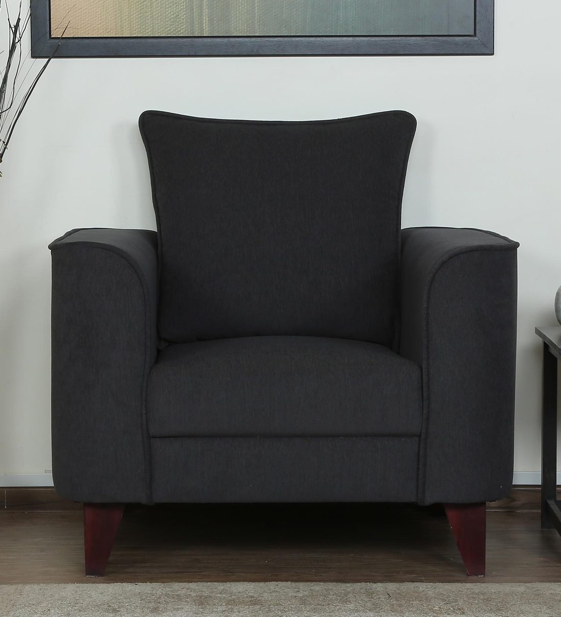Buy Lara 1 Seater Sofa in Charcoal Grey Colour - CasaCraft Online ...