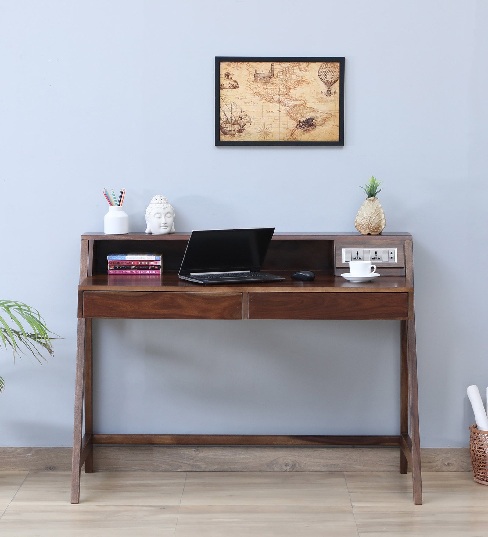 Buy Larvik Sheesham Wood Writing Table with Switch Board in Provincial ...