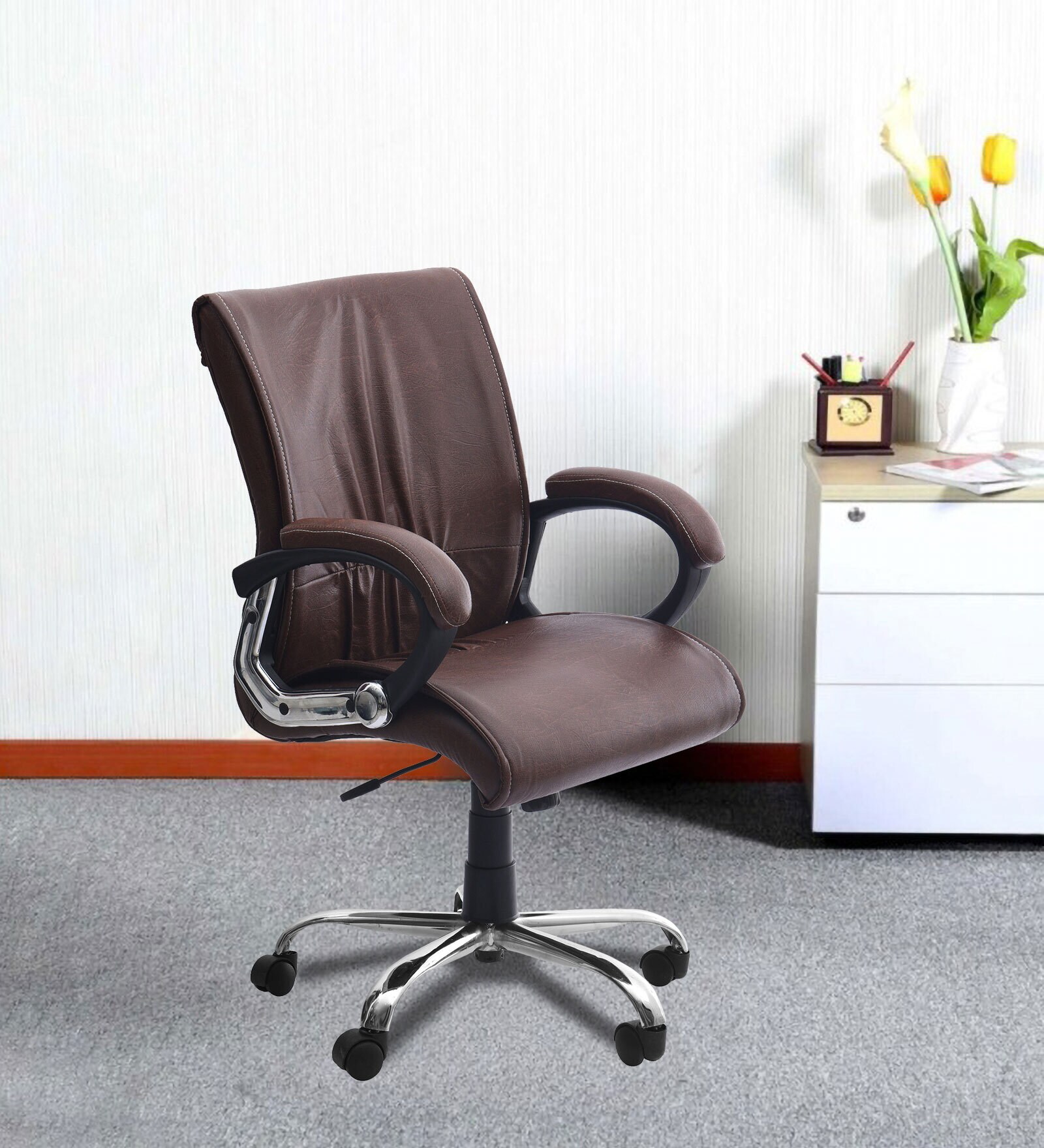Buy Lavazi Leatherette Executive Chair in Dark Brown Colour at 57% OFF ...