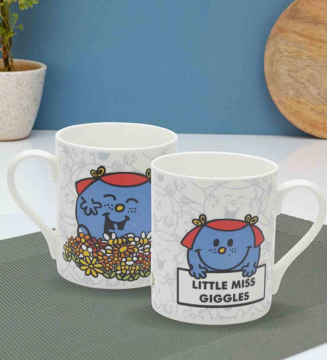 Buy Little Miss Giggles 330ml White & Blue Ceramic (Set of 2) Coffee ...