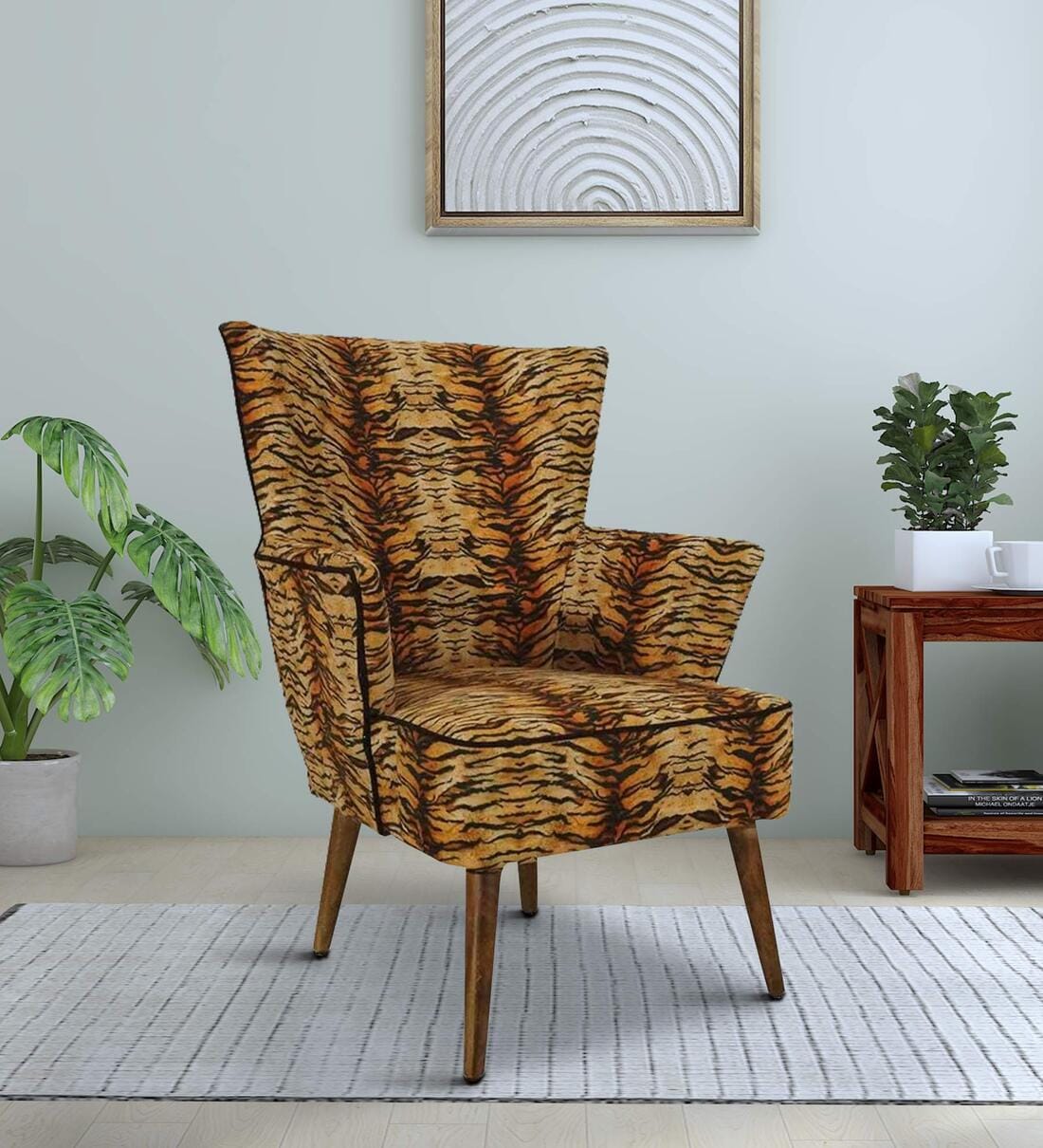 Buy Tavira Suede Full Back Lounge Chair In Golden Colour Online - Full ...