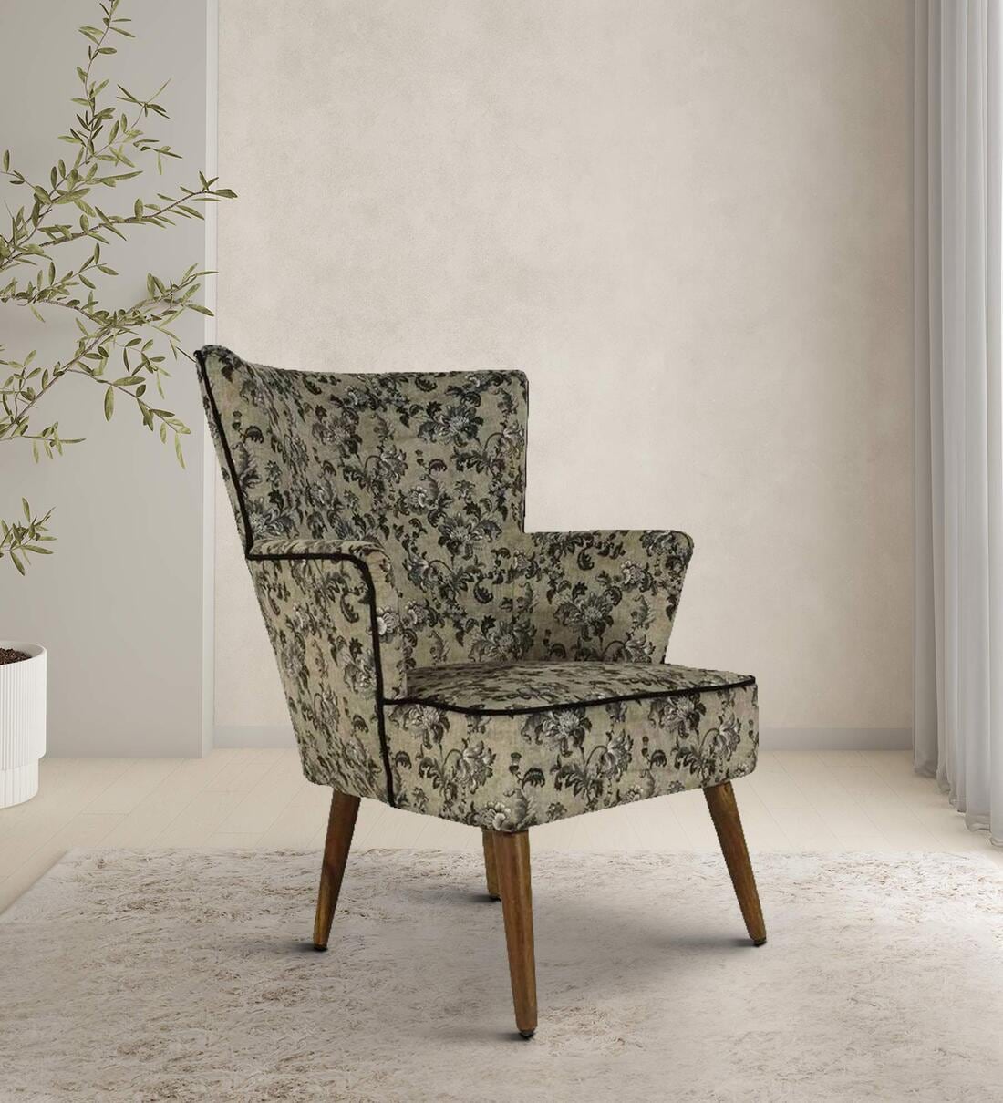 Buy Tavira Suede Full Back Lounge Chair In Grey Colour Online - Full ...