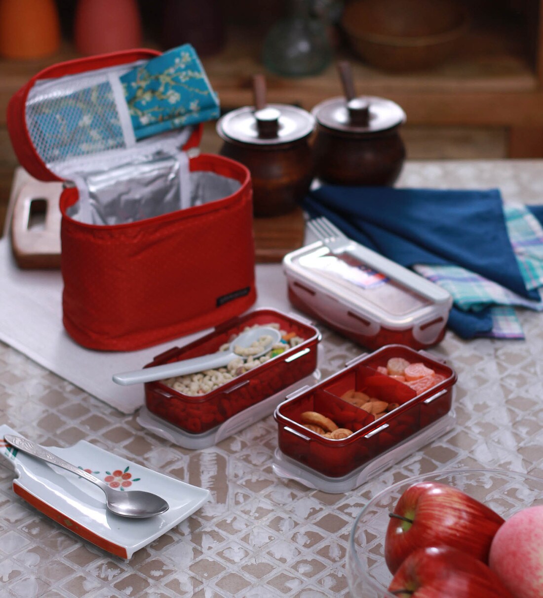 Buy Lock&Lock Lunch Box Set with Red Bag, Spoon and Fork Online - Lunch ...
