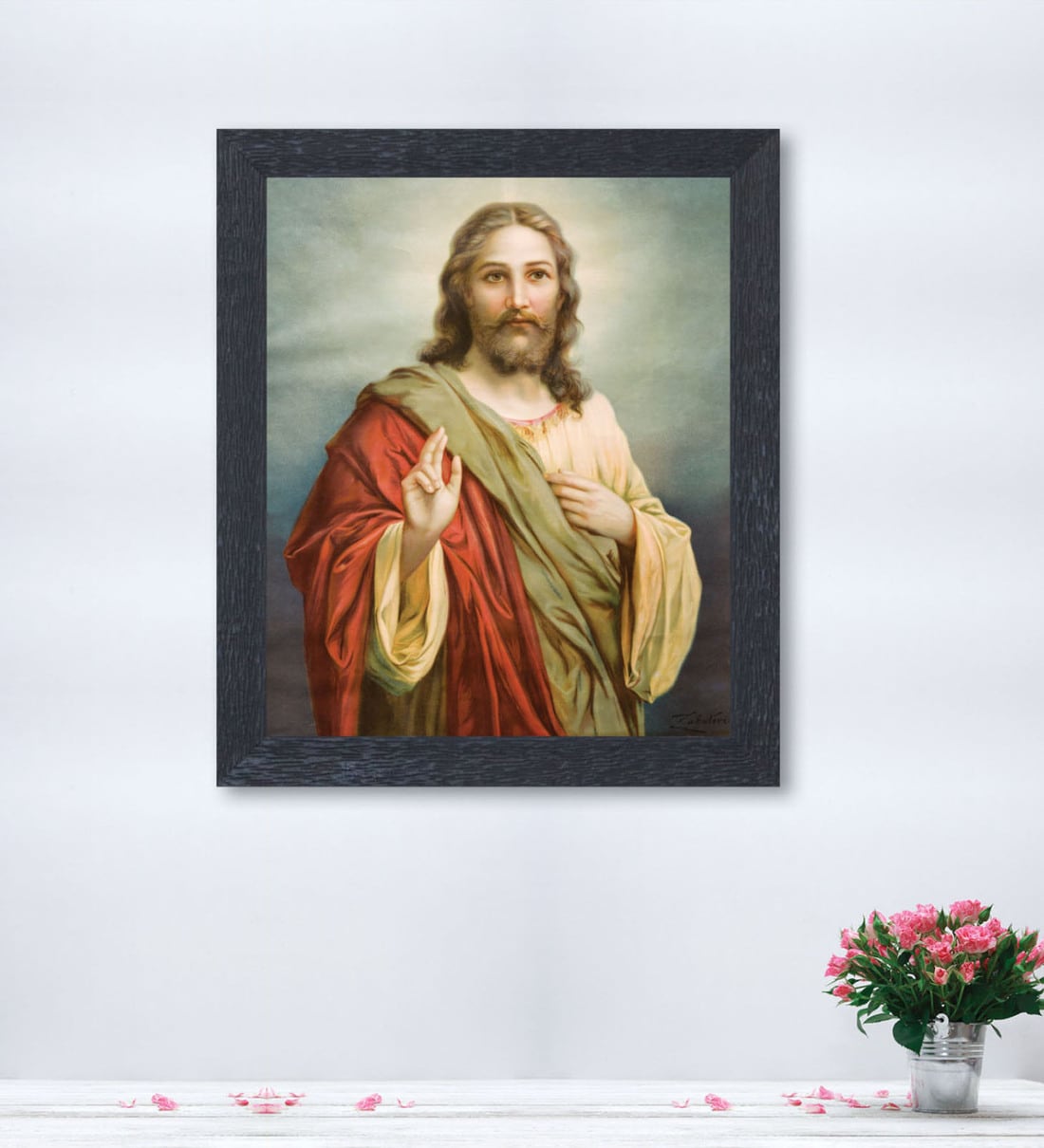 Buy Lord Jesus Framed Multicolour Synthetic Wall Painting by Random ...