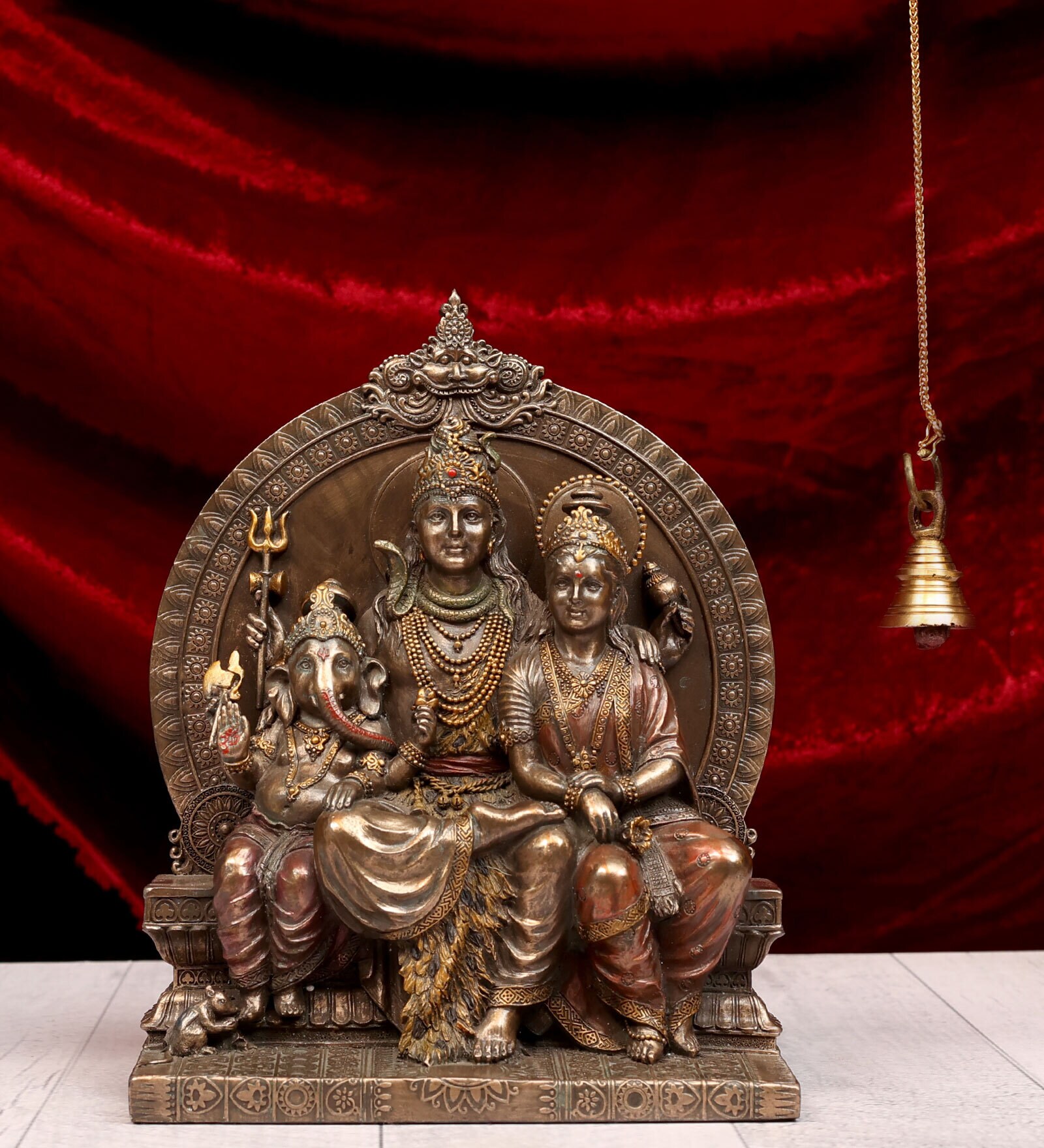 Buy Lord Shiva Family Bronze Brown Religious Idol Online - Shiva ...