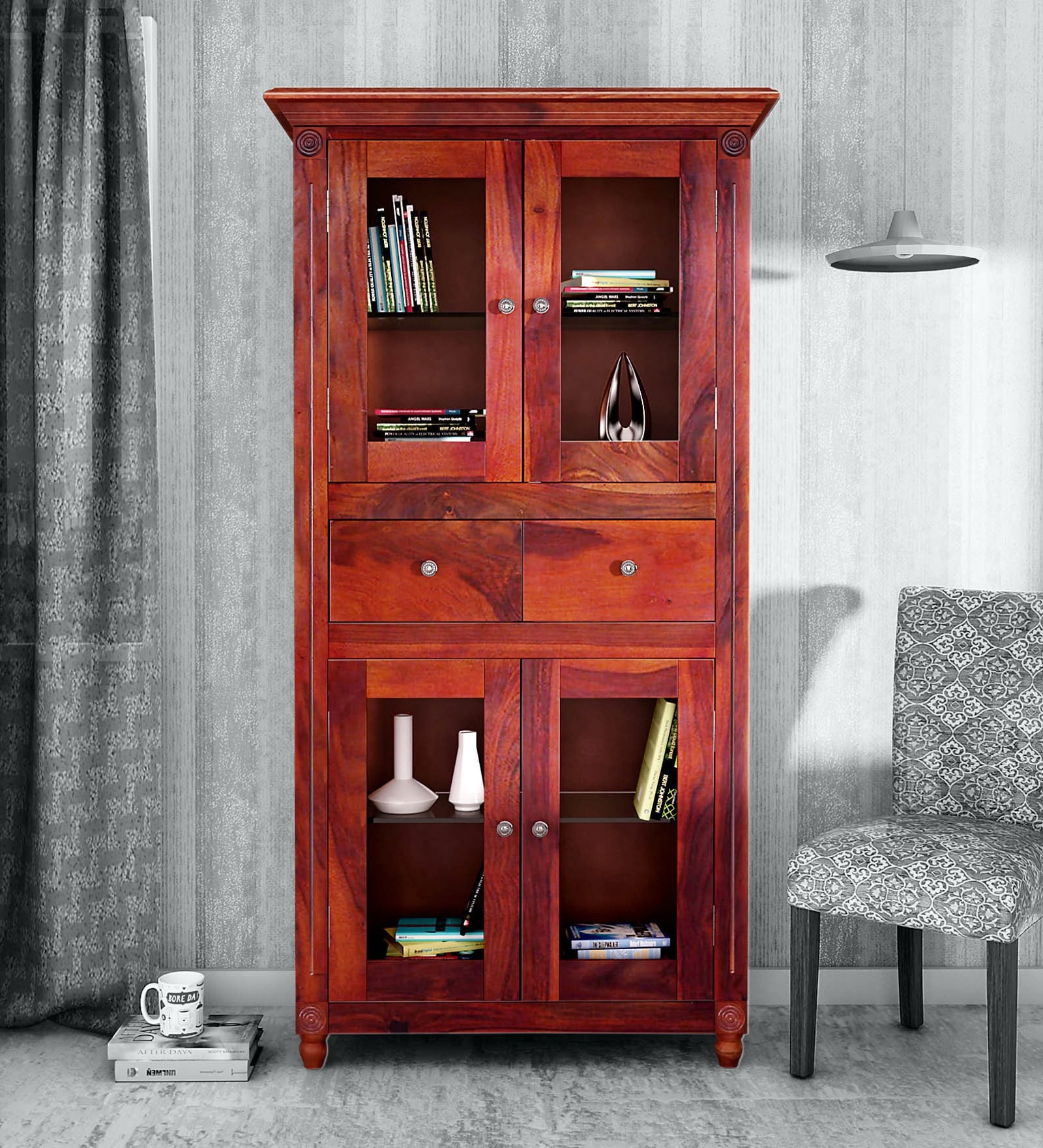 Buy Louis Sheesham Wood Book Case in Honey Oak Finish Online - Book ...