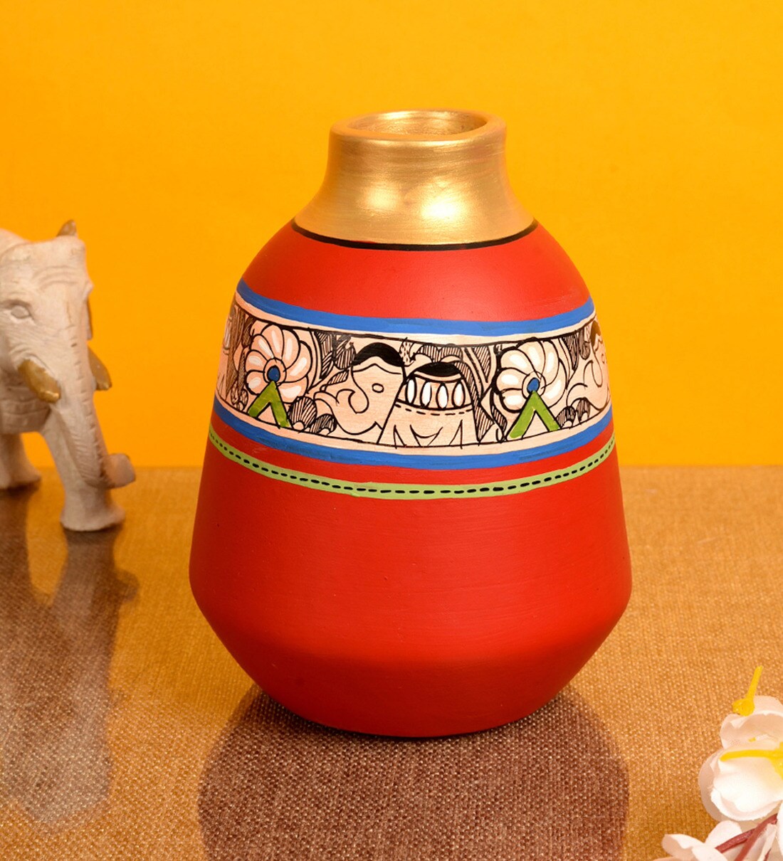 Buy Madhubani Earthen Gazzel Red Terracotta Table Vase at 28% OFF by ...