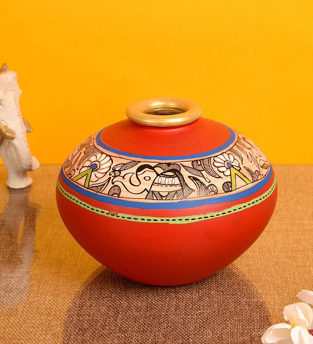 Buy Madhubani Earthen Henlo Red Terracotta Table Vase at 42% OFF by ...
