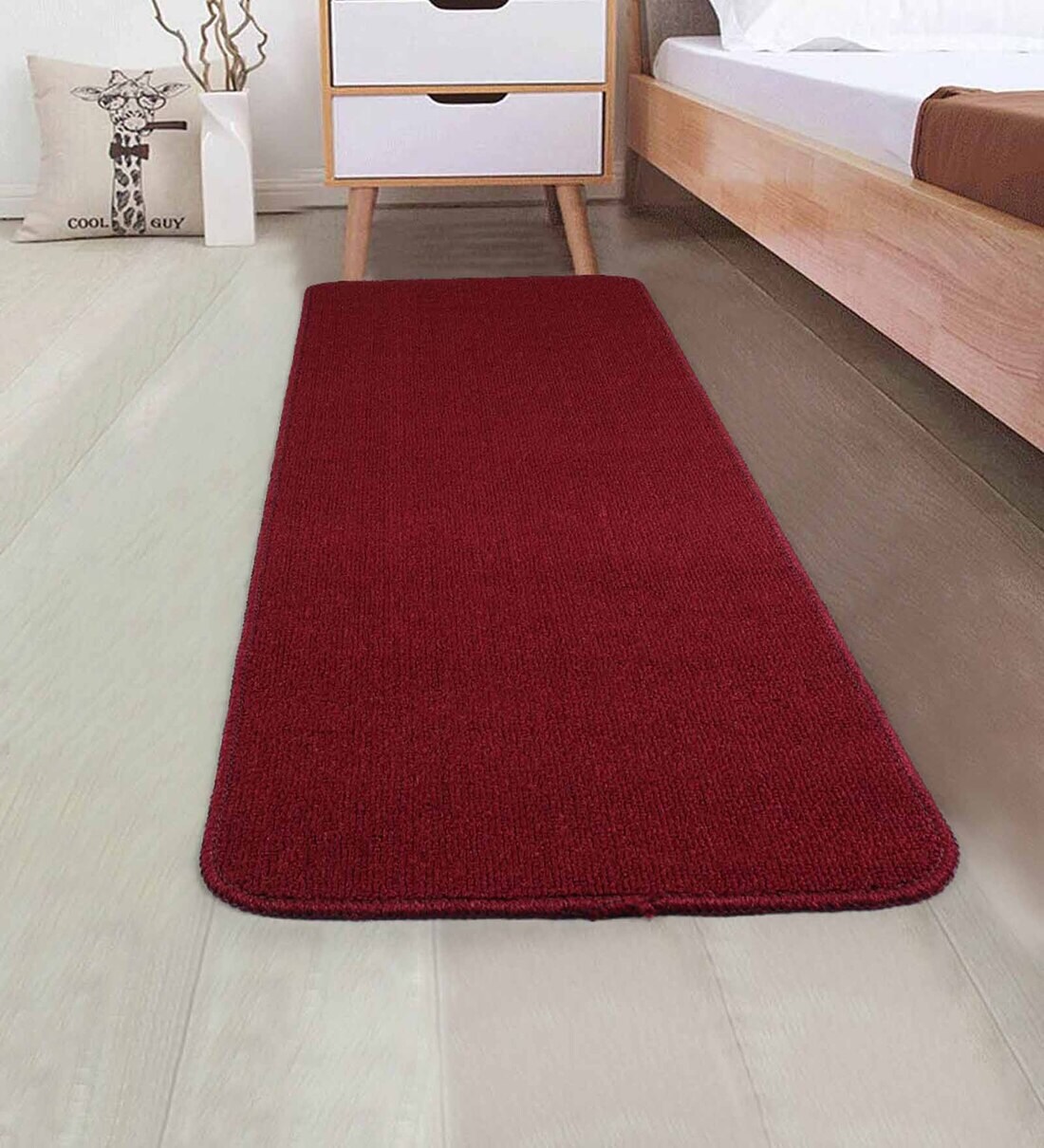 Buy Maroon Polypropylene Solid 6 X 2 Feet Bedside Runner by Saral Home ...