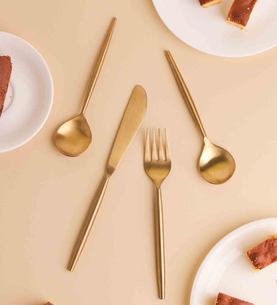 Buy Matte Gold Stainless Steel (Set of 4) Cutlery Set Online - Cutlery ...