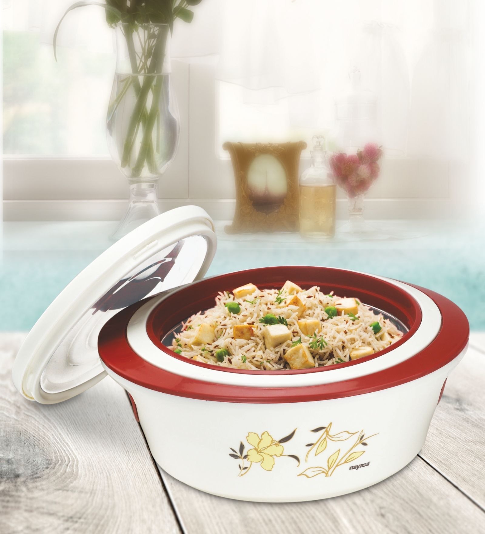 Buy Magnolia 2 Ltrs Red Insulated Casserole by Nayasa Online ...