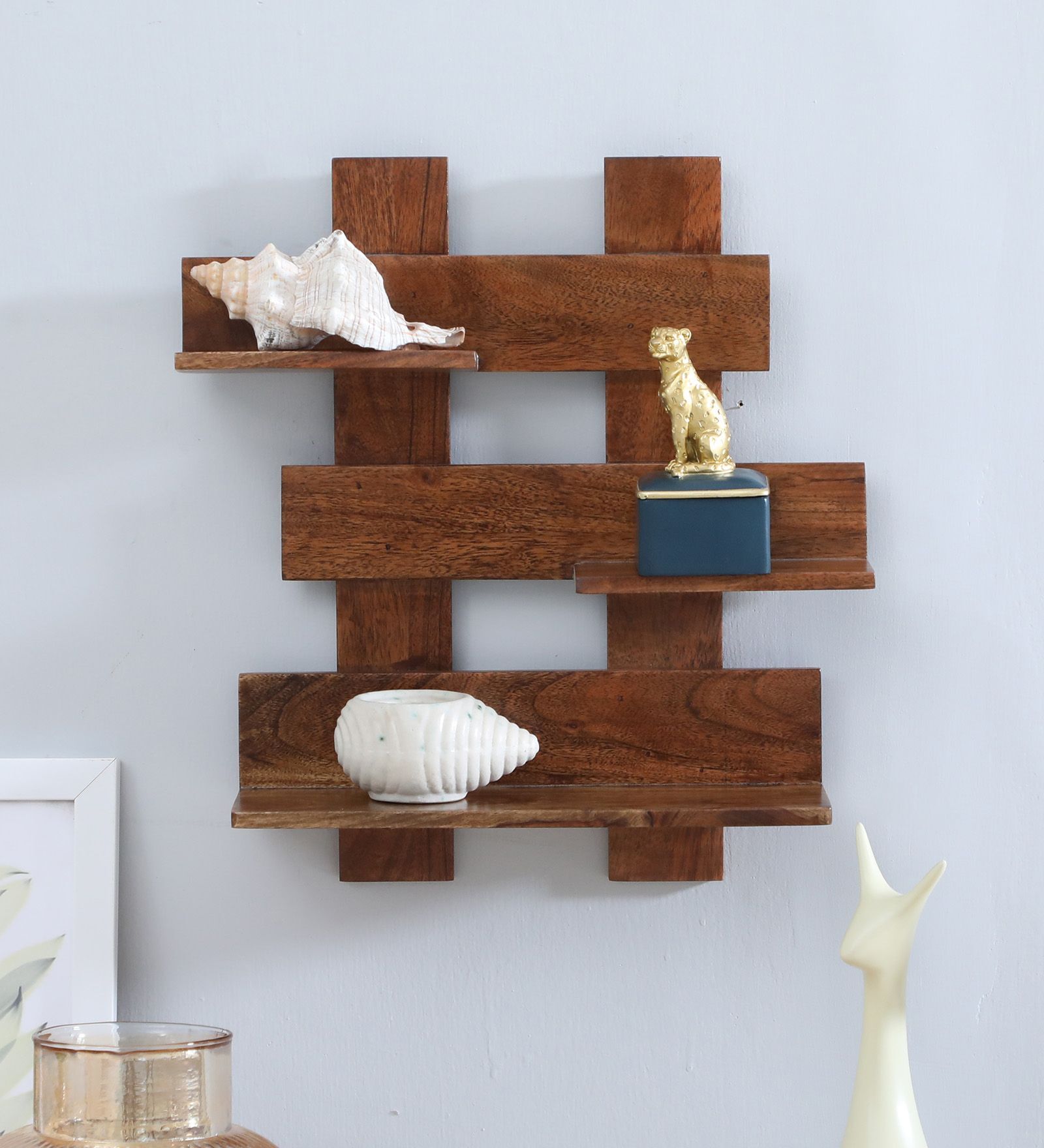 Buy Mango Wood Wall Shelf By Globally Indian at 44% OFF by Globally ...