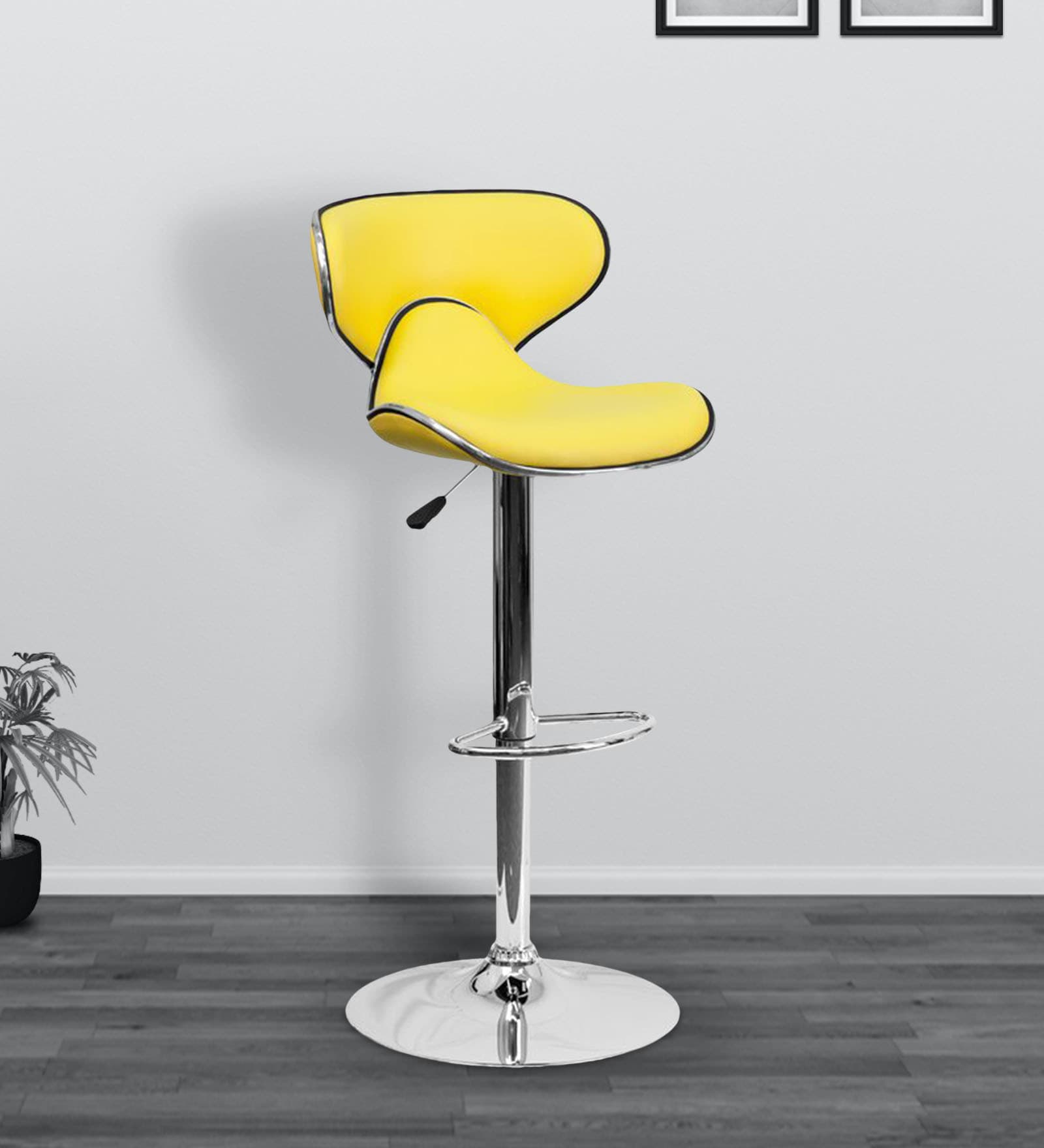 Buy Marlon Height Adjustable Swivel Bar Stool In Yellow Colour Online ...