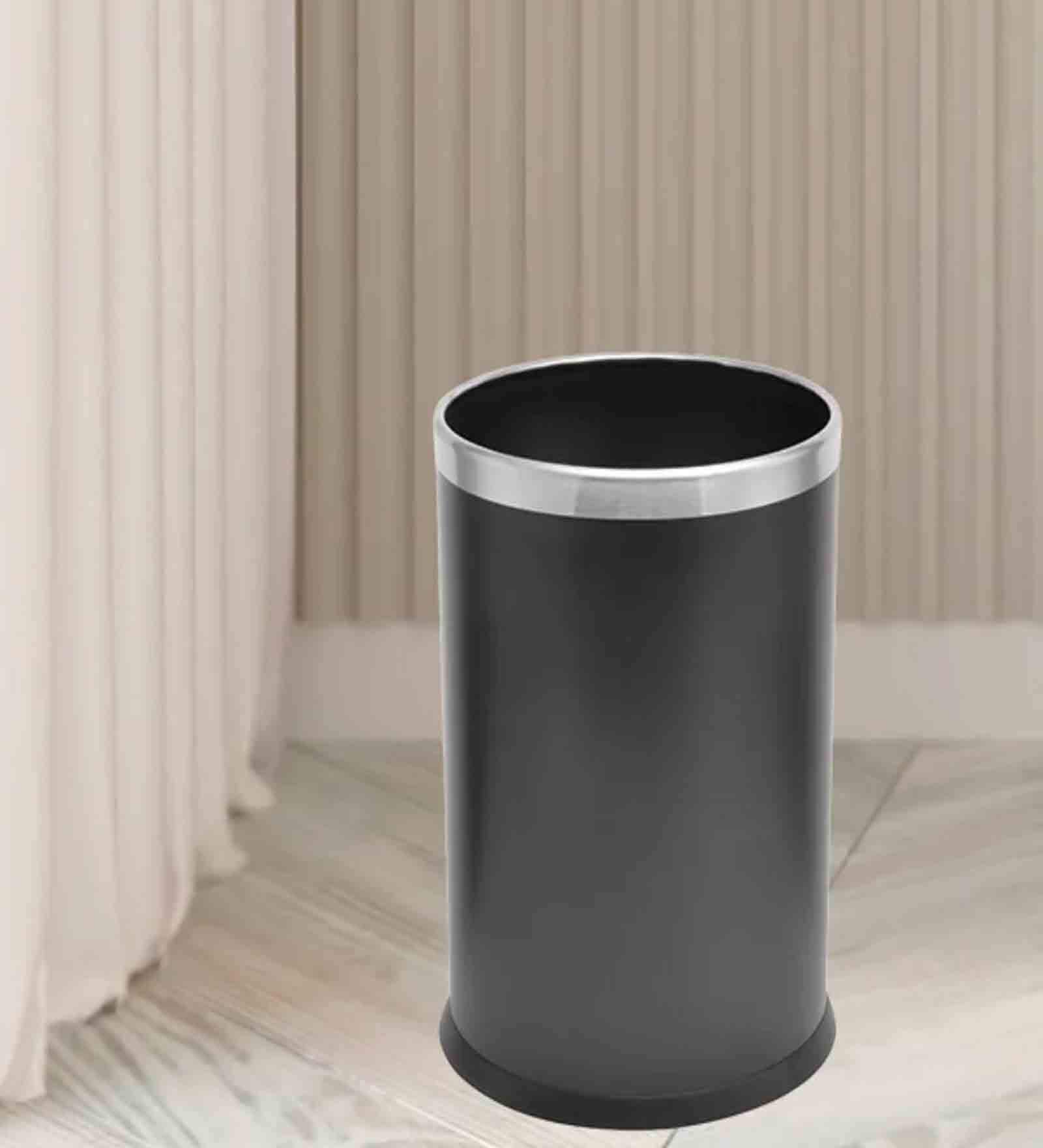 Buy Matt Black 9 Ltrs Stainless Steel Dustbin by @Home Online ...
