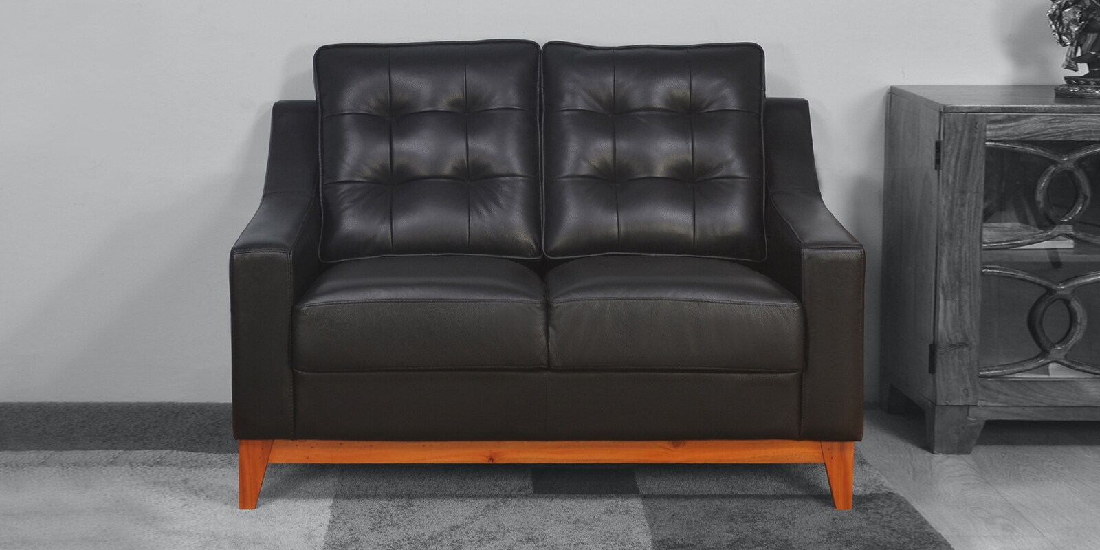 Buy Marissa 2 Seater Sofa in Black Colour at 75% OFF by @home | Pepperfry