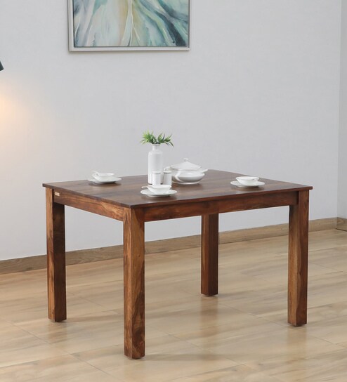 Buy Marin Sheesham Wood 4 Seater Dining Table In Rustic Teak Finish ...