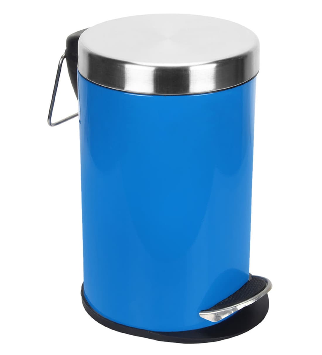 Buy Meded Blue High Gloss Stainless Steel Pedal Dustbin With Plastic ...