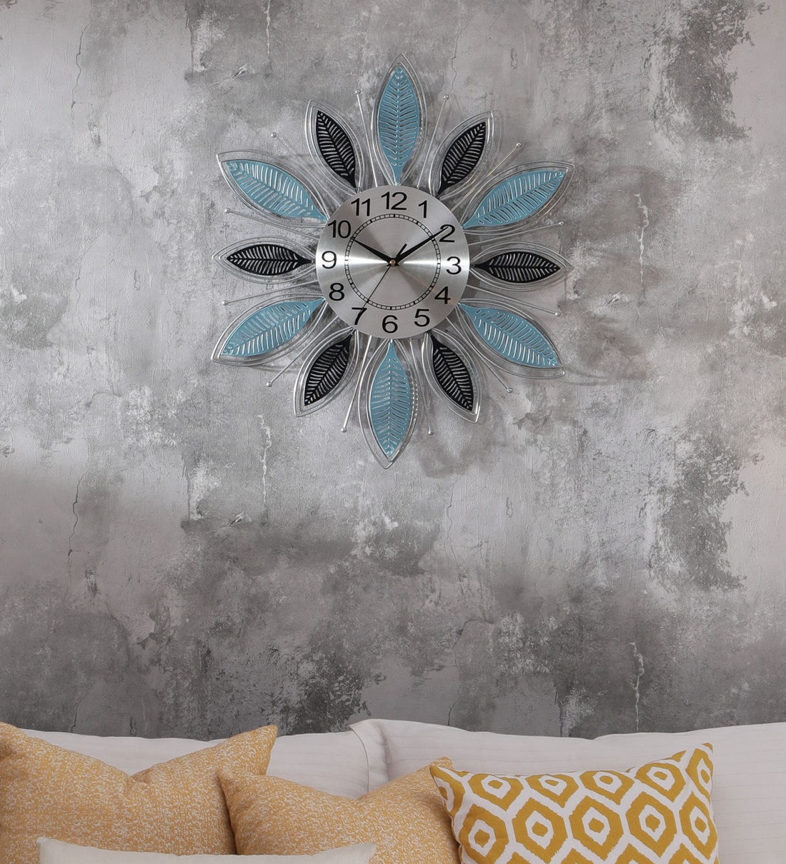 Buy Gold Metal 3D Floral Wall Clock at 20% OFF by FunkyDecors | Pepperfry