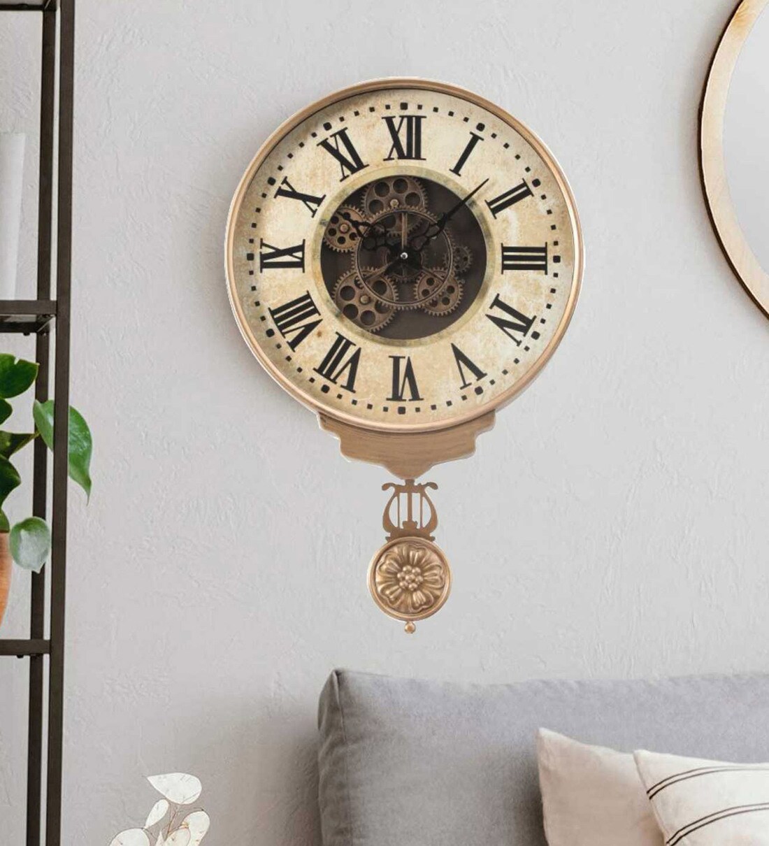 Buy Metal Cambridge Pendulam Moving Gear Wall Clock By Delightful Decor ...