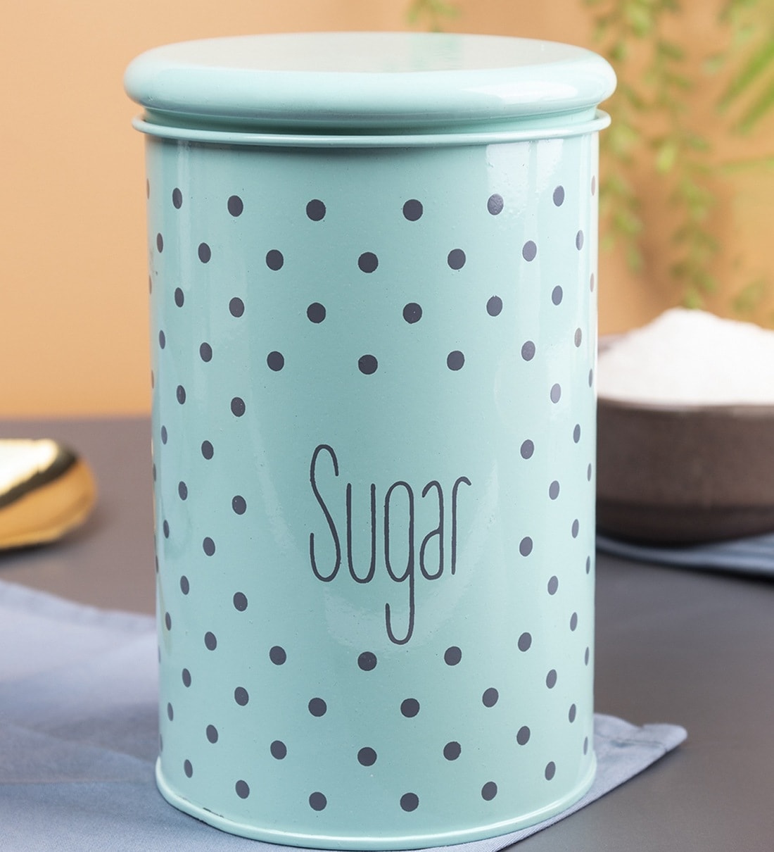 Buy Metal Green Sugar Jar With Lid 900Ml By Market 99 Online - Jars and ...