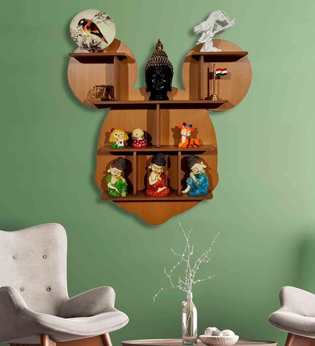Buy Mickey Mouse Attractive MDF Wood Wall Shelf by DecoreMantra Online ...