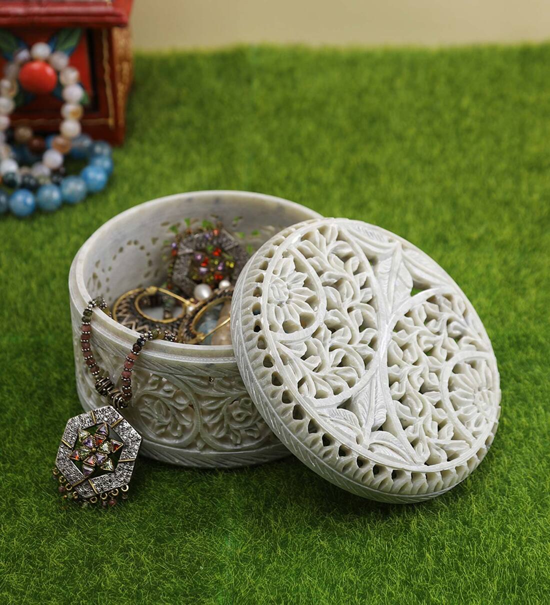 Buy Multicolour Soapstone Sage Mini Storage Jewellery Organiser at 65% ...